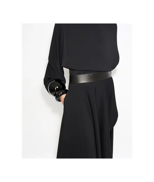 Alaïa Asymmetrical Belted High Neck Dress