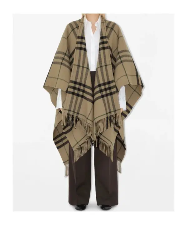 Burberry Checkered Fringed-edge Cape