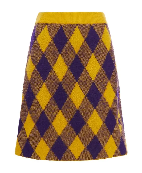 Burberry Argyle Logo Embroidered Skirt - Multicolor