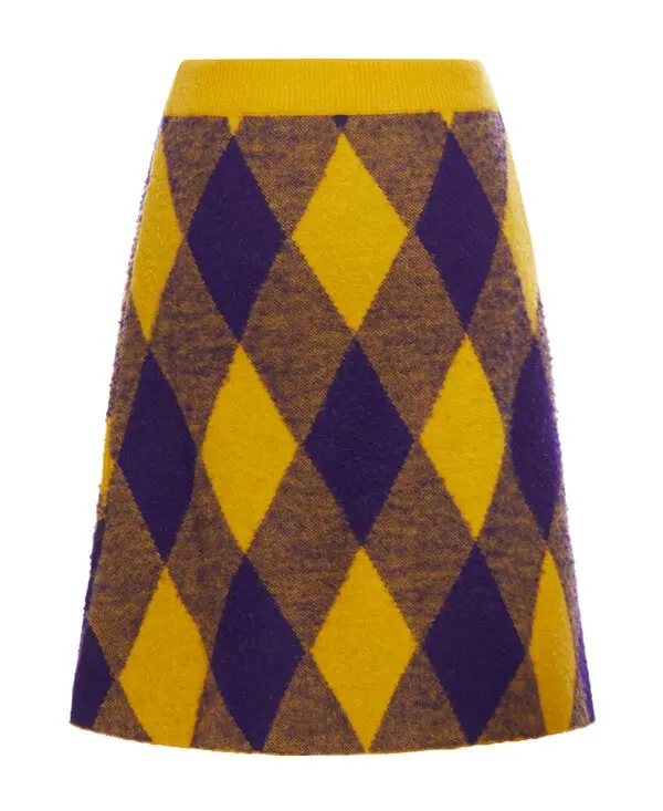 Burberry Argyle Logo Embroidered Skirt