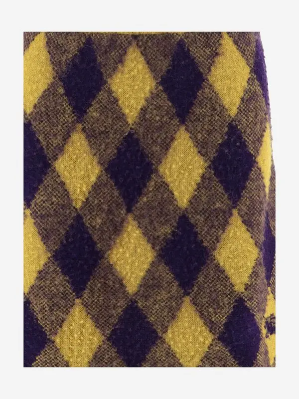 Burberry Argyle Logo Embroidered Skirt