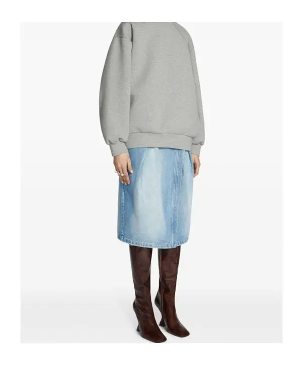 Dries Van Noten Denim Midi Skirt With Pleat Detailing