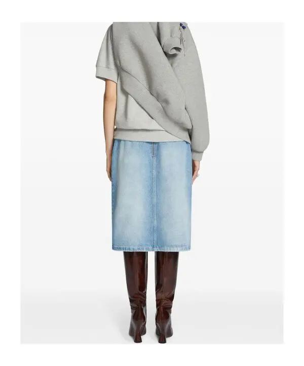 Dries Van Noten Denim Midi Skirt With Pleat Detailing