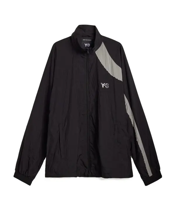 Y3 Zip-up Jacket With Raw Edge 3-stripes - Black