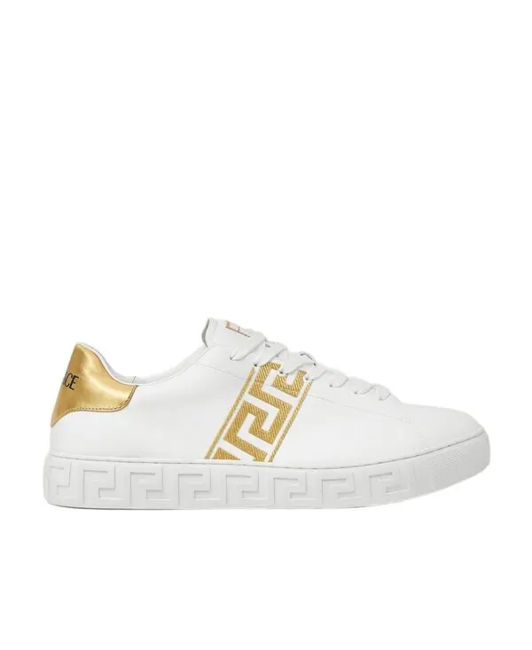 Versace Greca Embroidered Low-top Sneakers - White