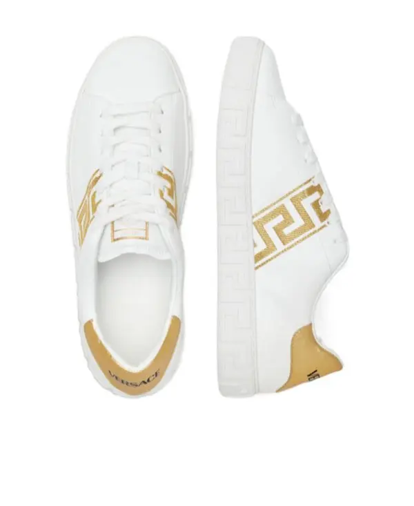 Versace Greca Embroidered Low-top Sneakers - White