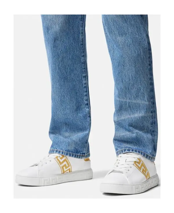 Versace Greca Embroidered Low-top Sneakers - White