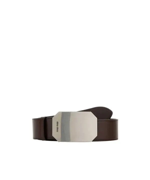 Miu Miu Leather Belt With Metal Fitting - Black