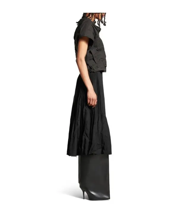Balenciaga Creased Pleated Midi Skirt