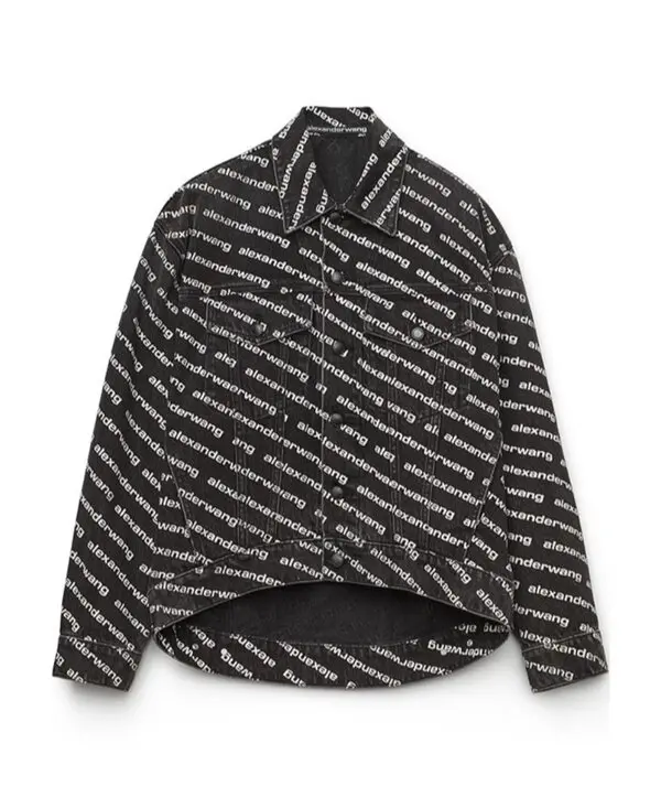 Alexander Wang All-over Logo Printed Denim Jacket