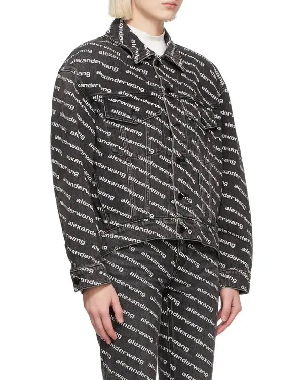 Alexander Wang All-over Logo Printed Denim Jacket