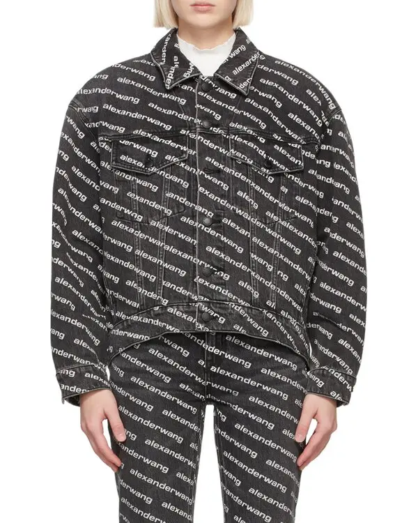 Alexander Wang All-over Logo Printed Denim Jacket