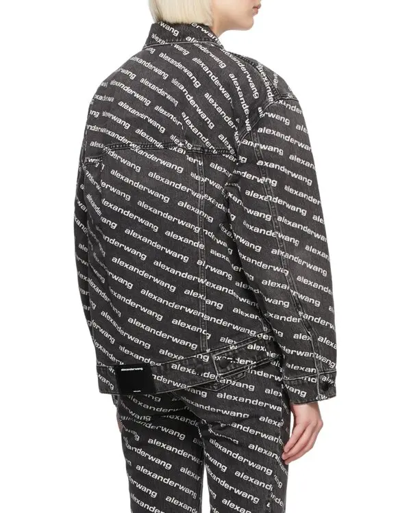 Alexander Wang All-over Logo Printed Denim Jacket