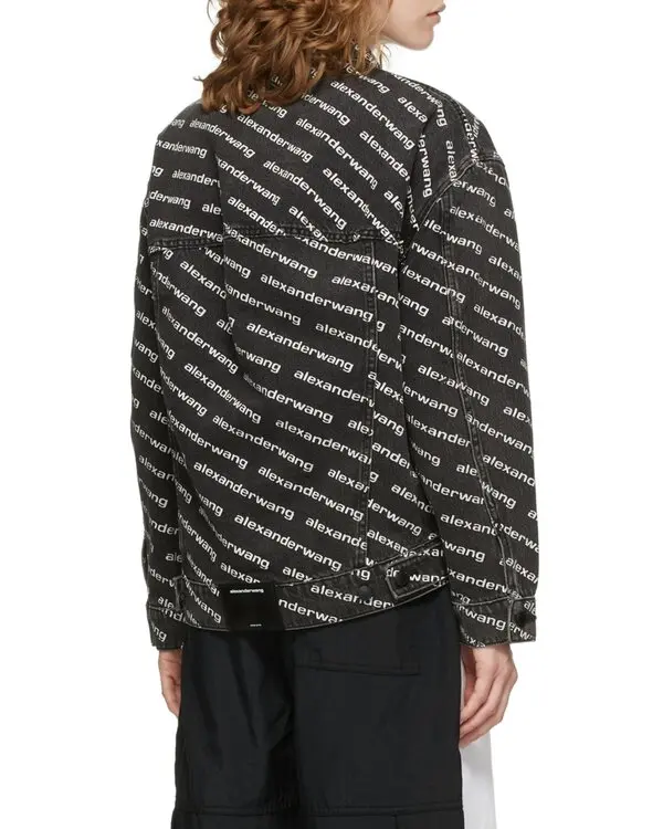 Alexander Wang All-over Logo Printed Denim Jacket
