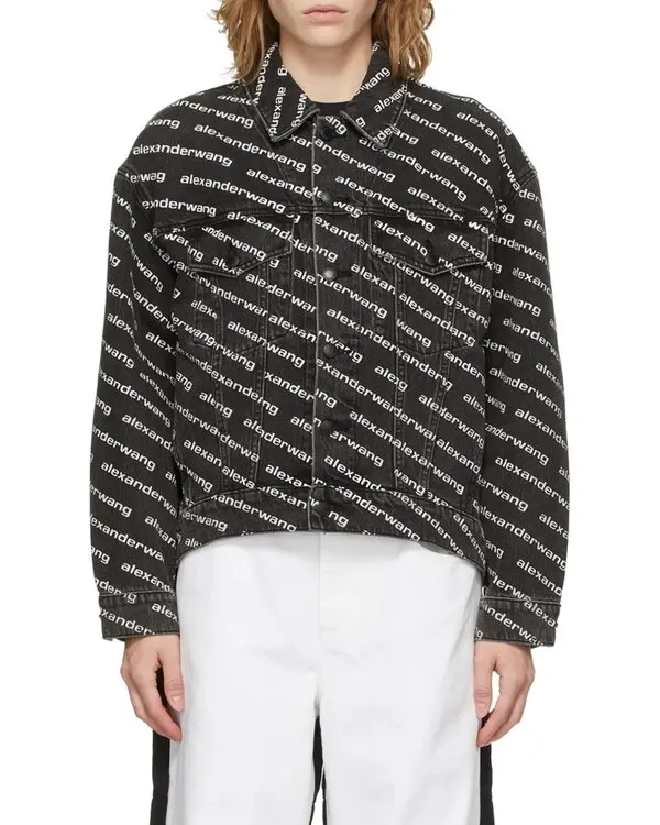 Alexander Wang All-over Logo Printed Denim Jacket