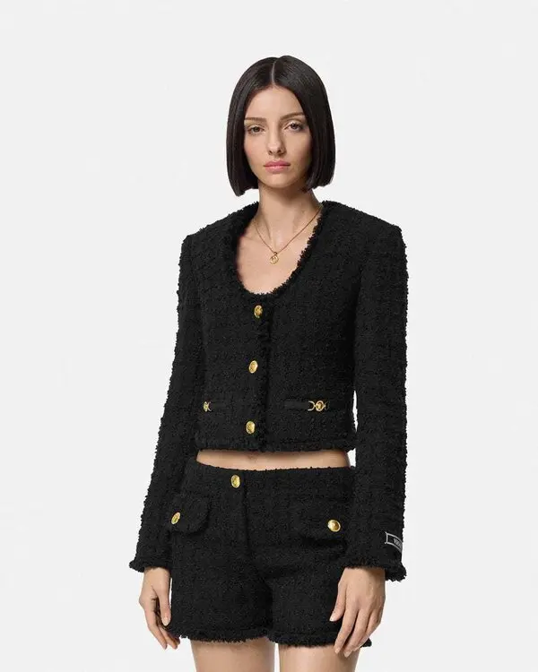 Versace Cropped Jacket With V-neck