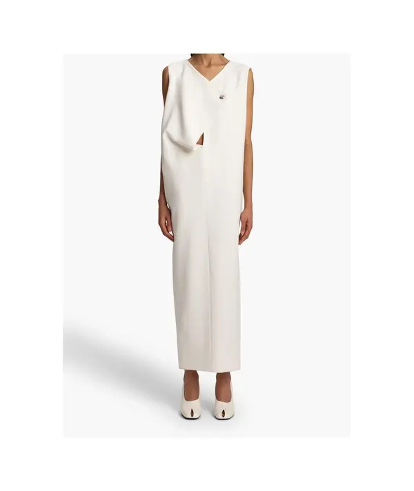 Khaite Crispin Sleeveless Maxi Dress With V-neck - Chalk