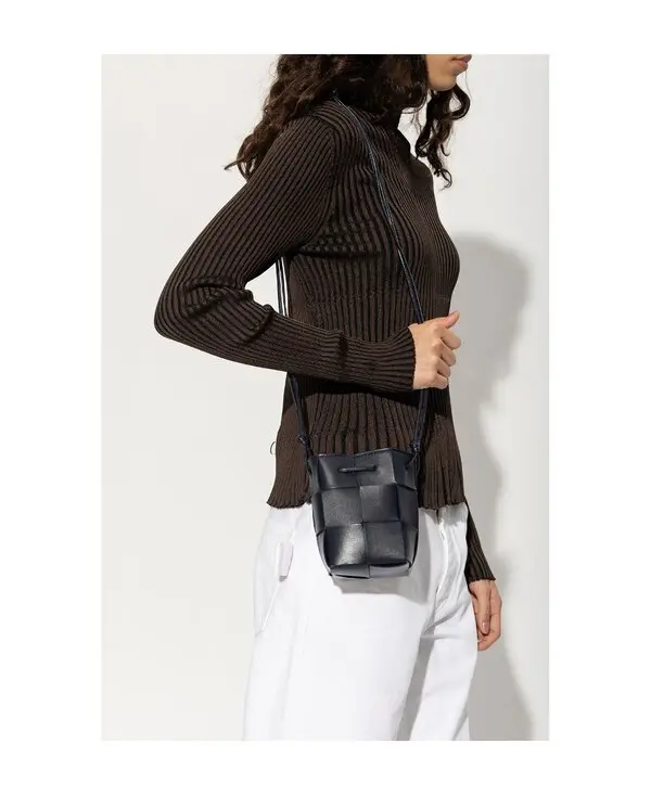 Bottega Veneta Mini Cassette Bucket Shoulder Bag - Space Blue
