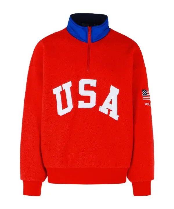 Polo Ralph Lauren Usa Teddy Zip Sweatshirt - Red