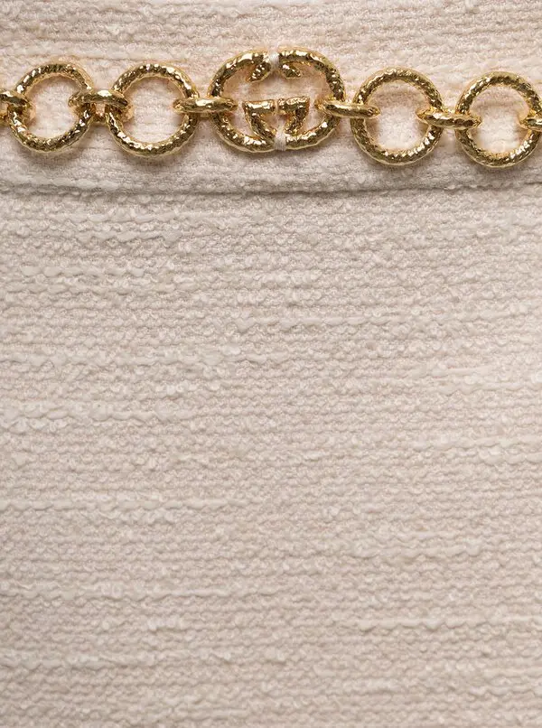 Gucci A-line Bouclé Miniskirt With Gold Chain Belt