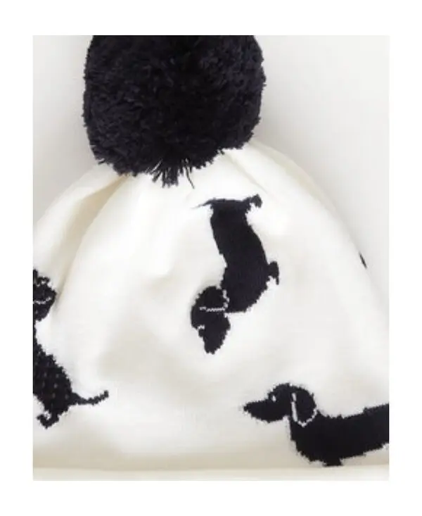 Thom Browne Pompom Detail Dog Beanie - White