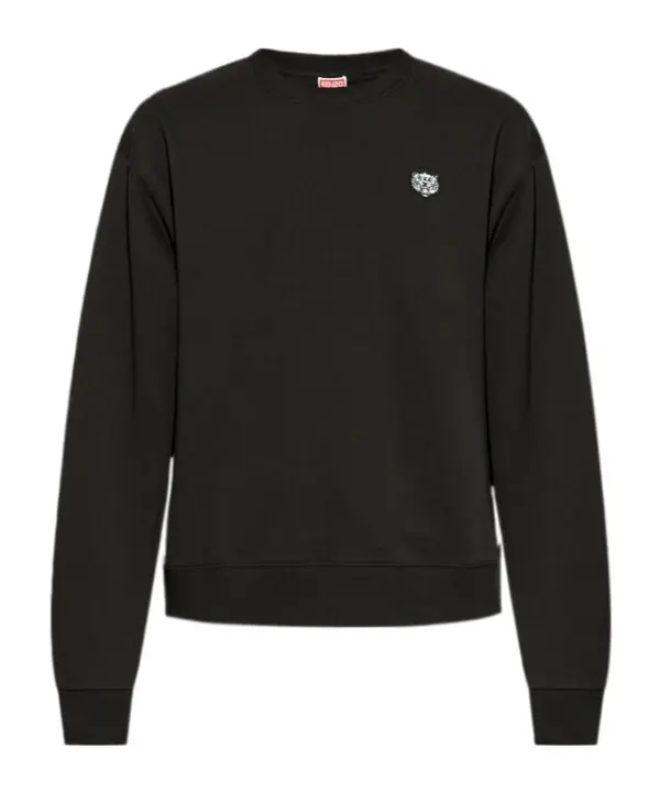 Kenzo Crewneck Sweatshirt With Logo Patch - Black