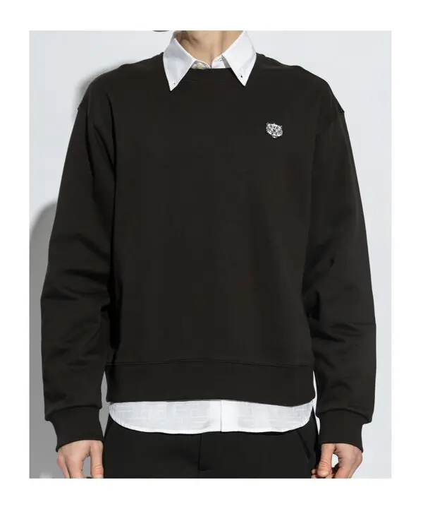 Kenzo Crewneck Sweatshirt With Logo Patch - Black