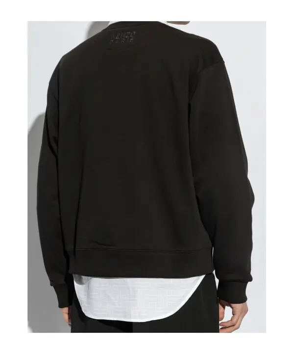Kenzo Crewneck Sweatshirt With Logo Patch - Black