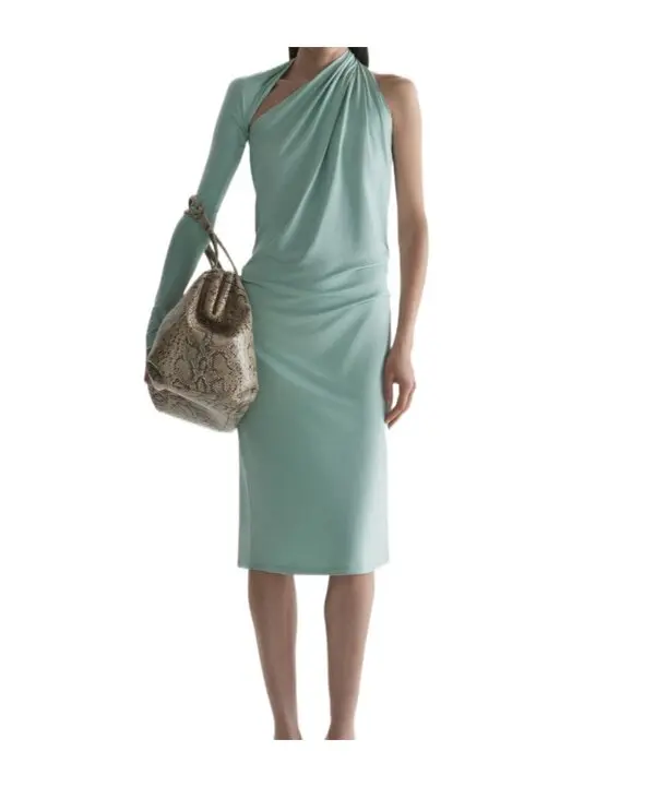 MUGLER Draped Jersey Loop Dress - Green