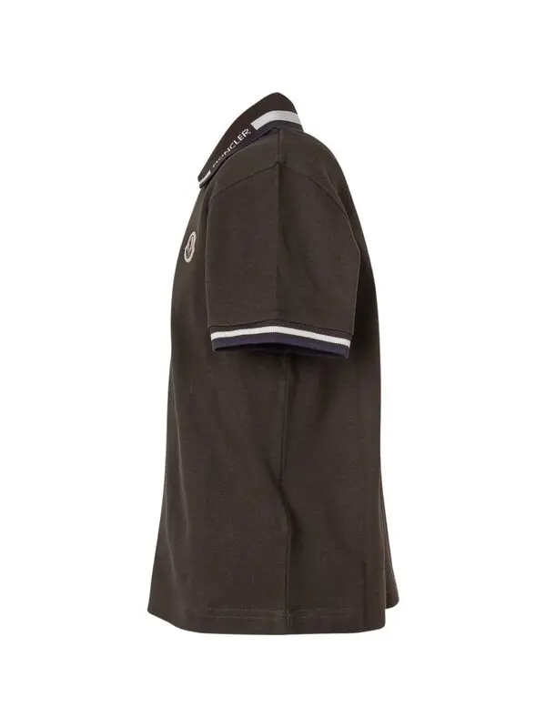 Moncler Tricolour-trimmed Piquet Polo Shirt - Green