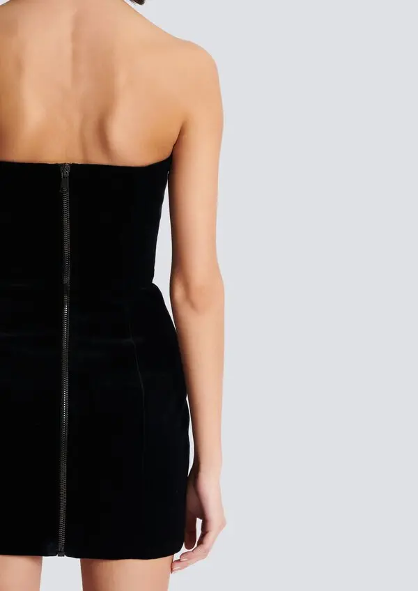 Balmain Paisley Embroidered Strapless Mini Dress