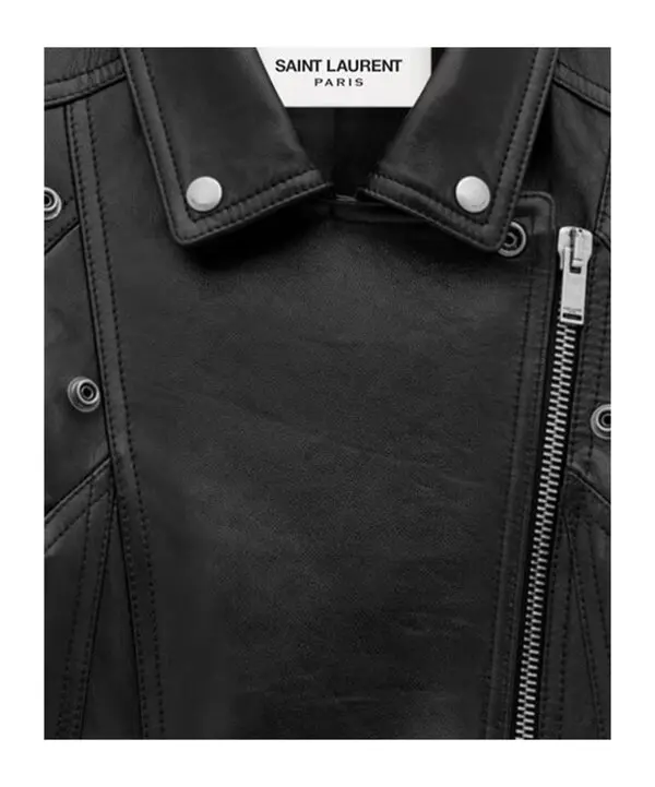 Saint Laurent Belted Zip Detailed Biker Coat