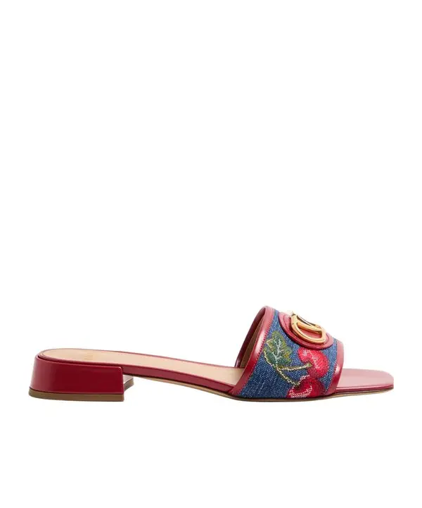 Valentino Garavani Cherry Embroidery Vlogo Detailed Sandals