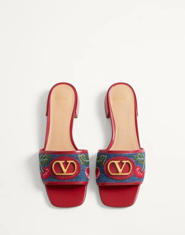 Valentino Garavani Cherry Embroidery Vlogo Detailed Sandals