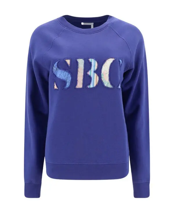 See By Chloé Crewneck Sweatshirt With Logo Print - Blue