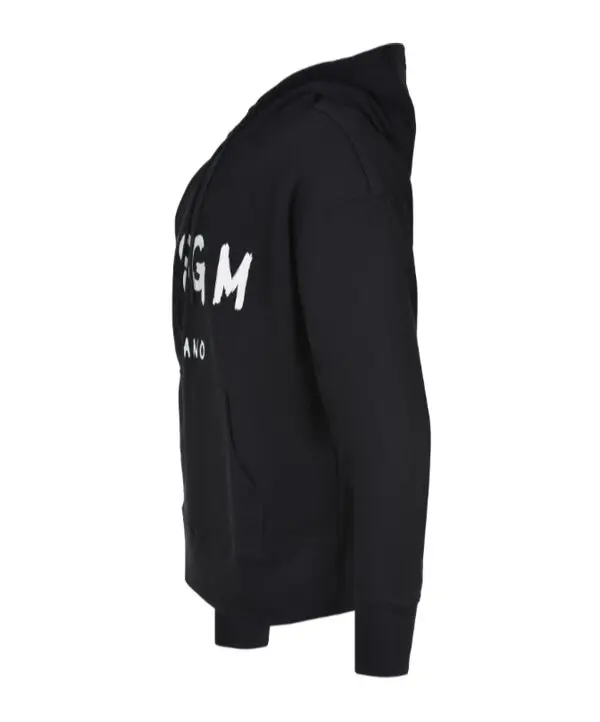 MSGM Logo Print Drawstring Hoodie - Black