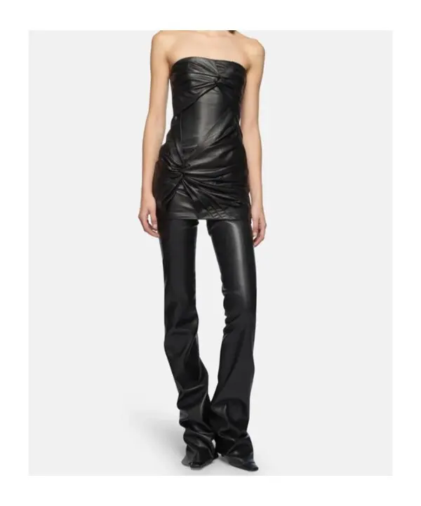 Attico Strapless Leather Mini Dress