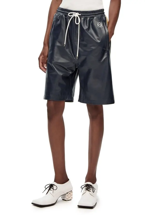 Loewe Nappa Leather Track Shorts With Drawstring Waist