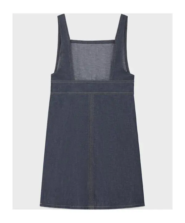 Celine Empire Mini Dress In Raw Wash Denim