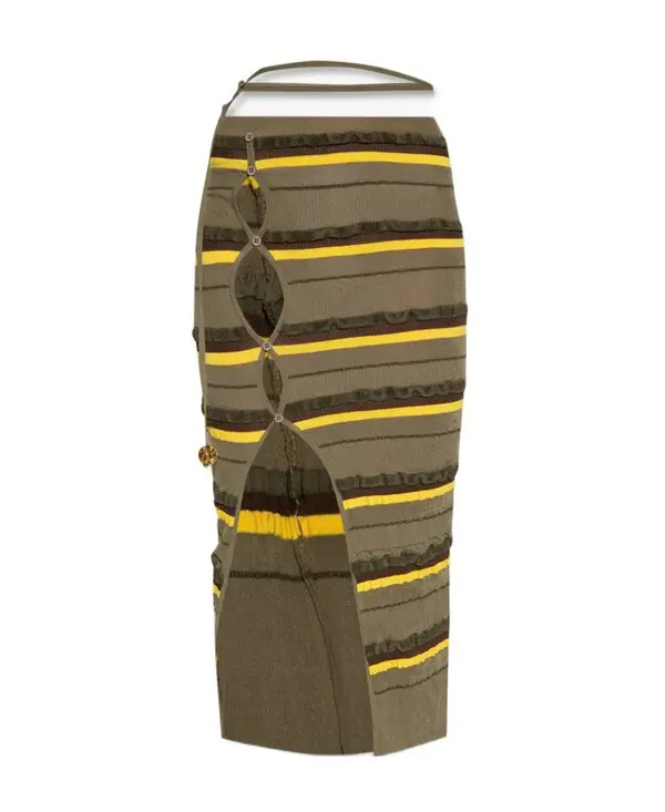 Jacquemus Asymmetric Striped Midi Skirt