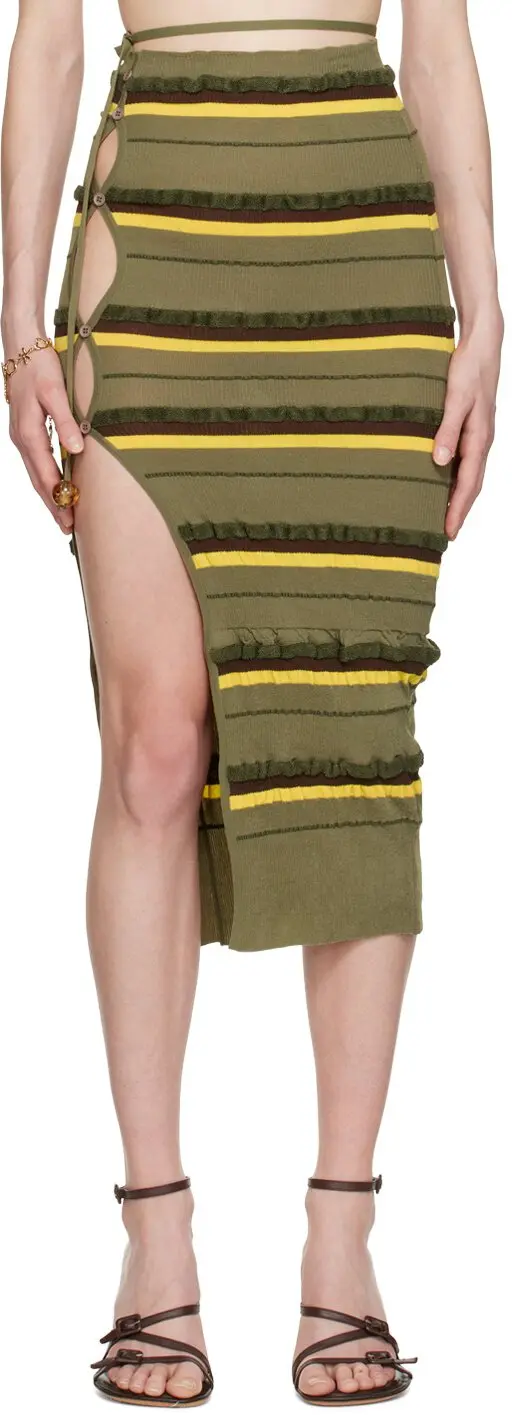 Jacquemus Asymmetric Striped Midi Skirt