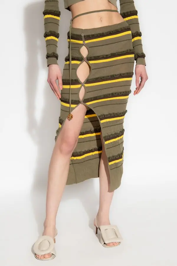 Jacquemus Asymmetric Striped Midi Skirt