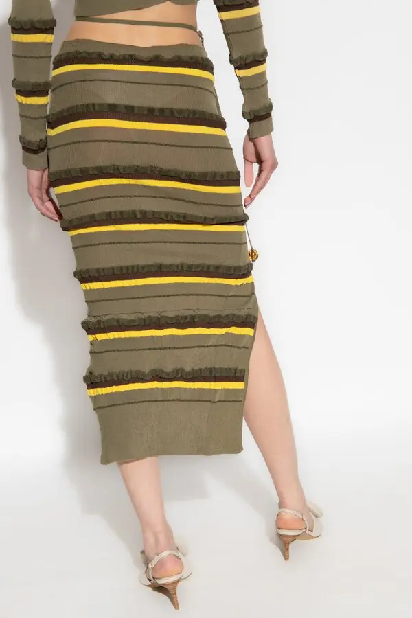 Jacquemus Asymmetric Striped Midi Skirt