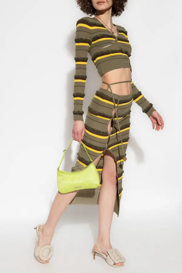 Jacquemus Asymmetric Striped Midi Skirt