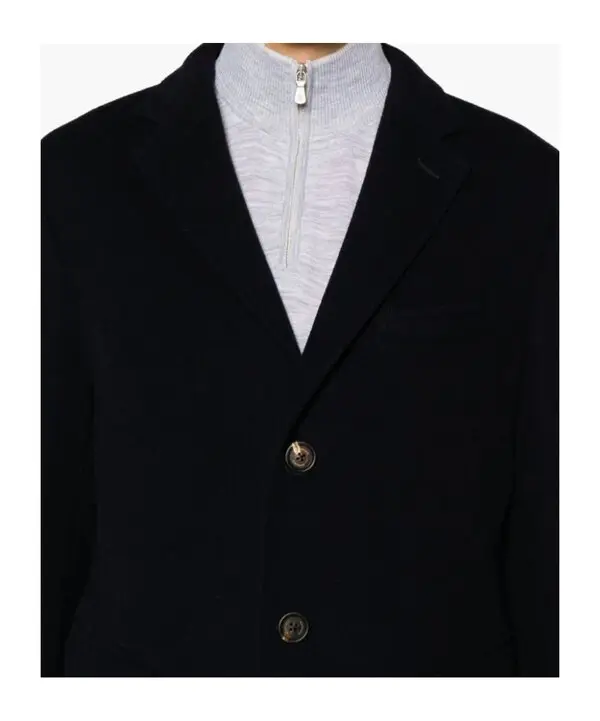 Eleventy Felted Single-breasted Coat - Midnight Blue