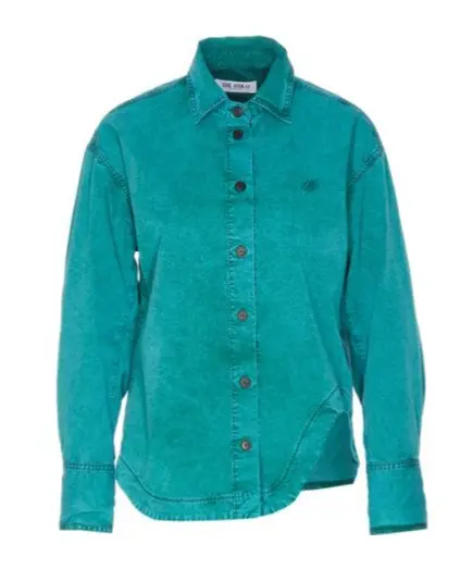Attico Logo Embroidered Asymmetric Shirt - Green