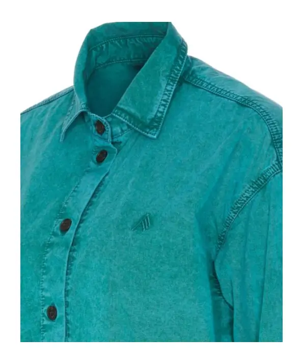 Attico Logo Embroidered Asymmetric Shirt - Green