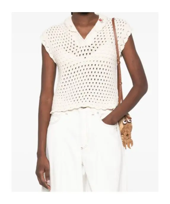 FORTE_FORTE Cap Sleeve Knitwear With Floral Embellishment
