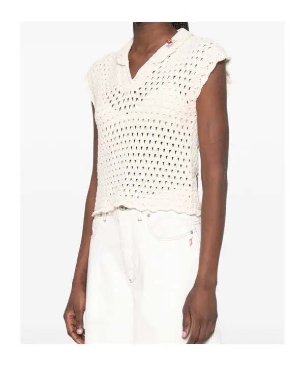 FORTE_FORTE Cap Sleeve Knitwear With Floral Embellishment