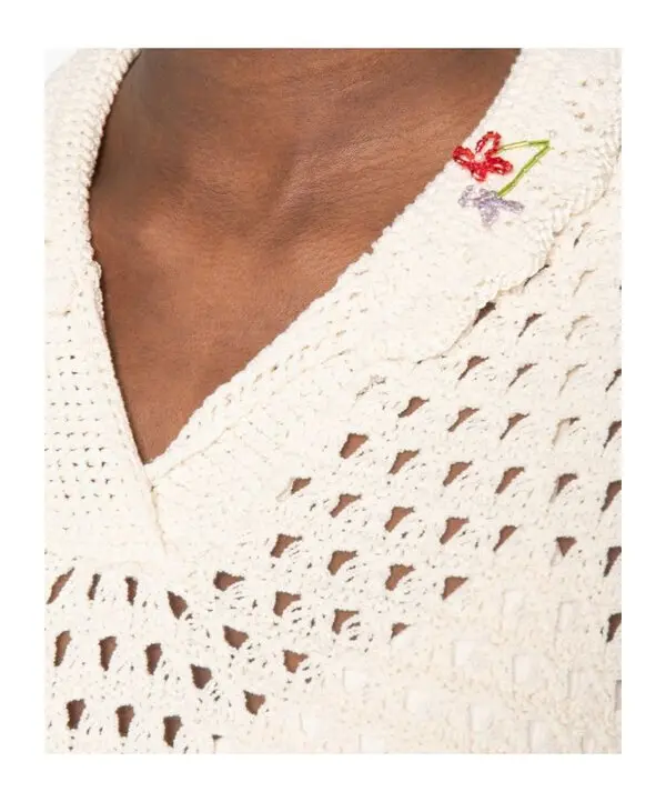 FORTE_FORTE Cap Sleeve Knitwear With Floral Embellishment